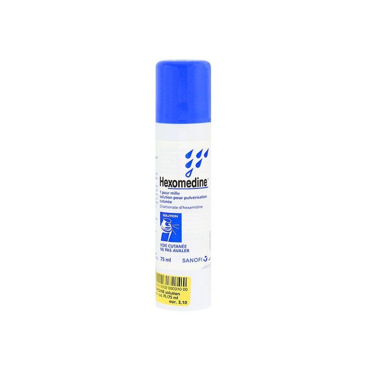 HEXOMEDINE 1 POUR MILLE, solution pour pulvérisation cutanée en flaco
